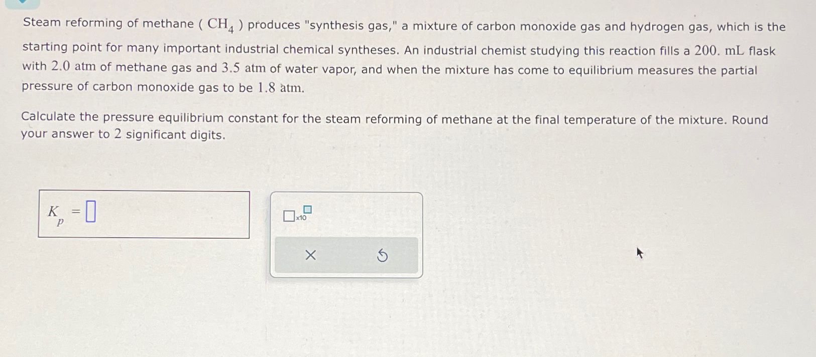 Solved Steam reforming of methane ) ﻿produces "synthesis | Chegg.com