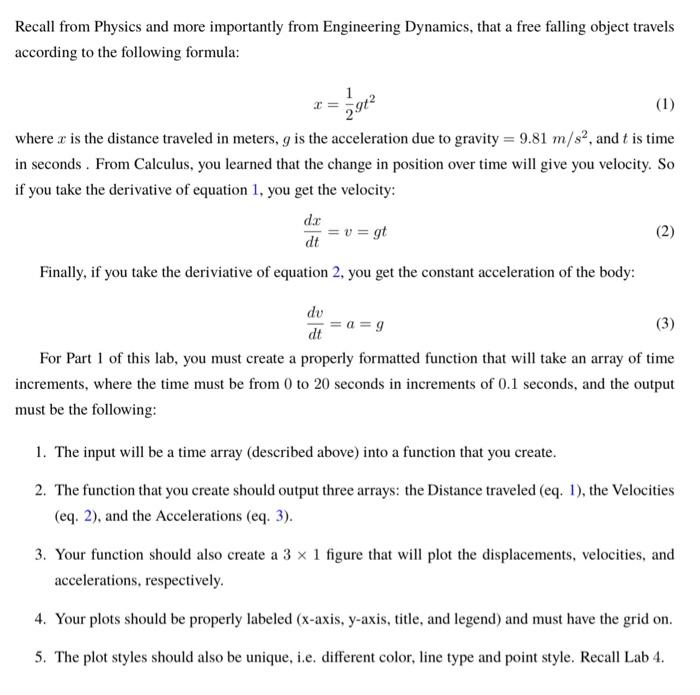 Solved Recall From Physics And More Importantly From