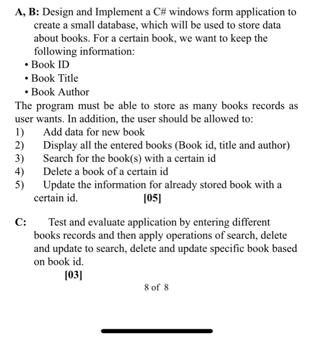Solved A, B: Design and Implement a C# windows form | Chegg.com