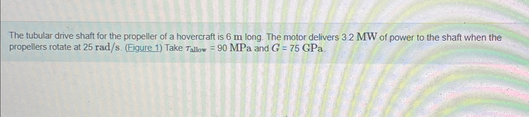 The tubular drive shaft for the propeller of a | Chegg.com
