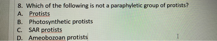 Solved 8. Which of the following is not a paraphyletic group | Chegg.com