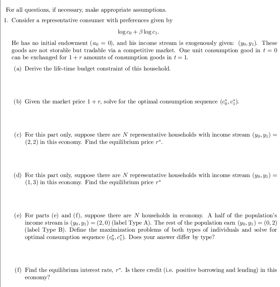 Solved For all questions, if necessary, make appropriate | Chegg.com