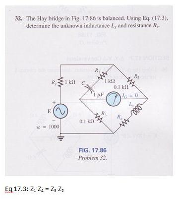 Solved The Hay bridge in Fig. 17.86 is balanced. Using Eq. | Chegg.com