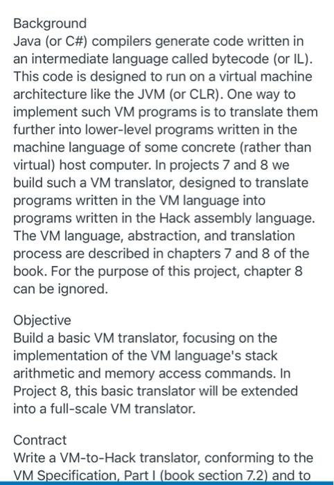 Solved Build a basic VM translator, focusing on the | Chegg.com