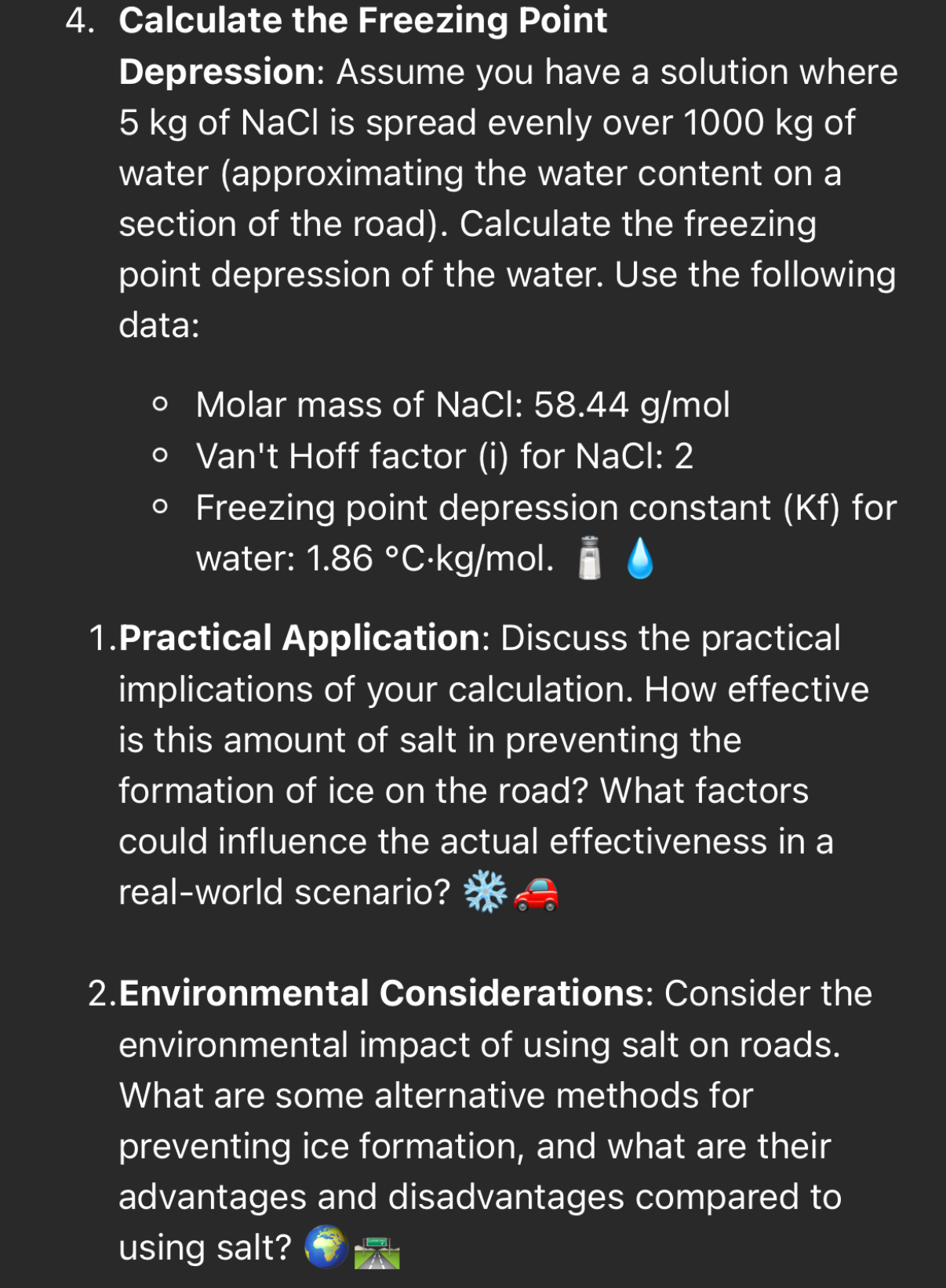 Solved Calculate the Freezing PointDepression: Assume you | Chegg.com