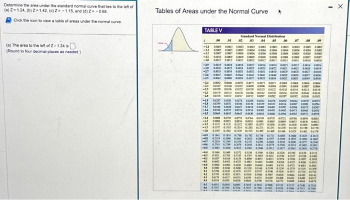 Solved Determine the area under the standard normal curve | Chegg.com