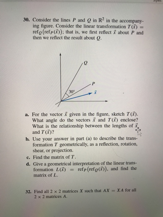 Solved Styles 30. Consider the lines P and Q in R2 in the | Chegg.com