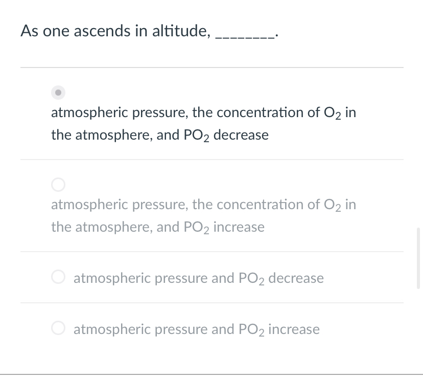 Solved As one ascends in altitude, q,atmospheric pressure, | Chegg.com