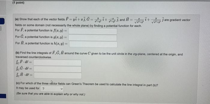 Solved (a) Show that each of the vector fields | Chegg.com