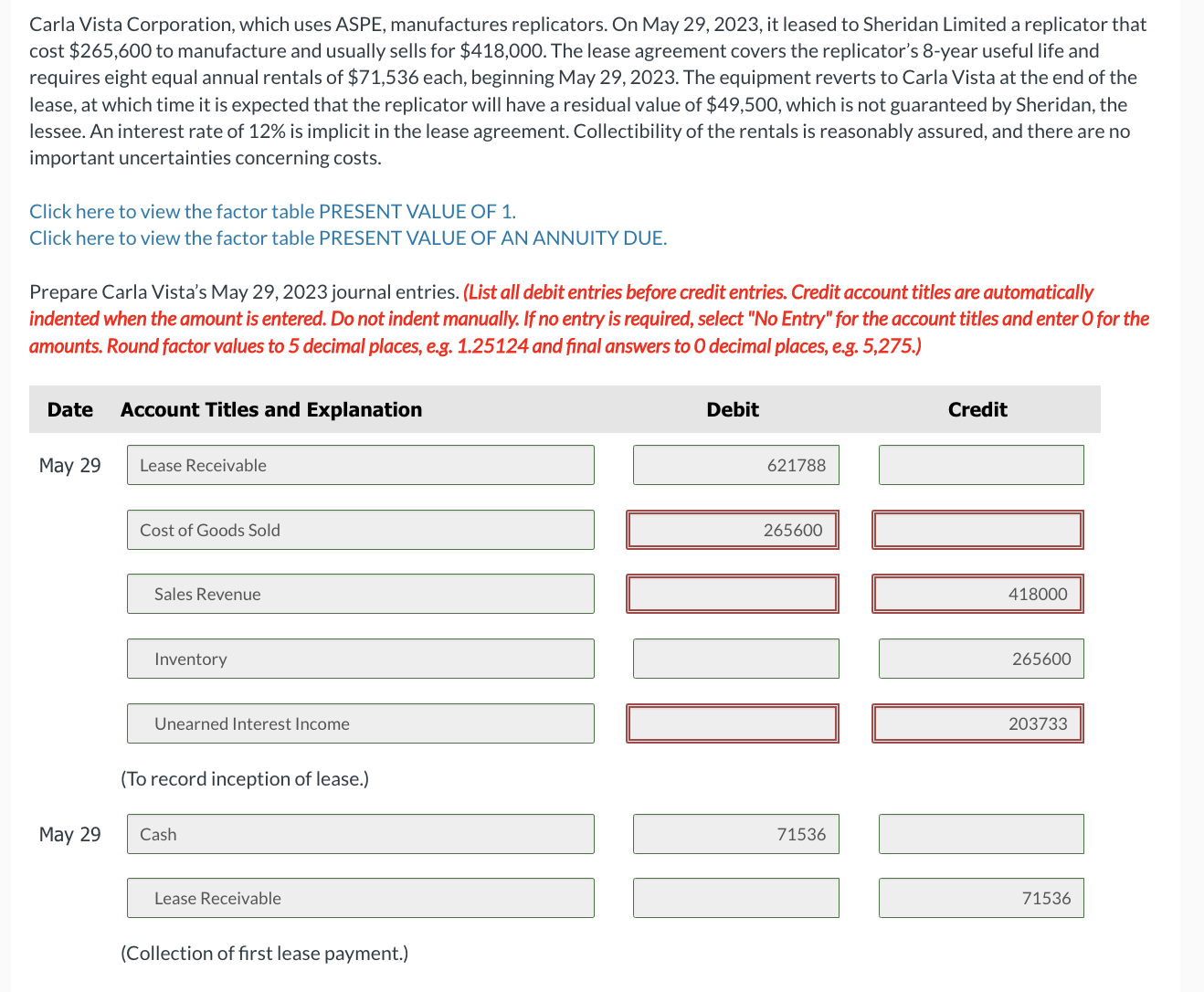 Solved Carla Vista Corporation, which uses ASPE, | Chegg.com
