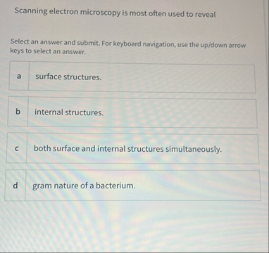Solved Scanning electron microscopy is most often used to | Chegg.com