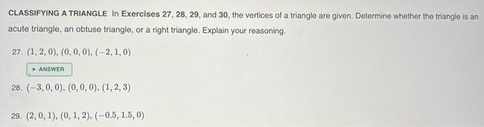 Solved CLASSIFYING A TRIANGLE in Exercises 27, 28, 29, and | Chegg.com