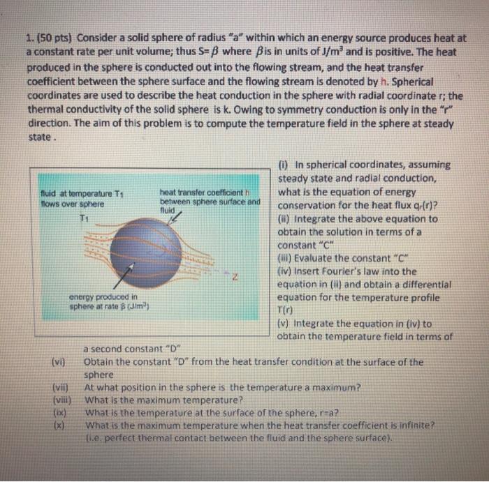 Solved 1. (50 pts) Consider a solid sphere of radius "a" | Chegg.com