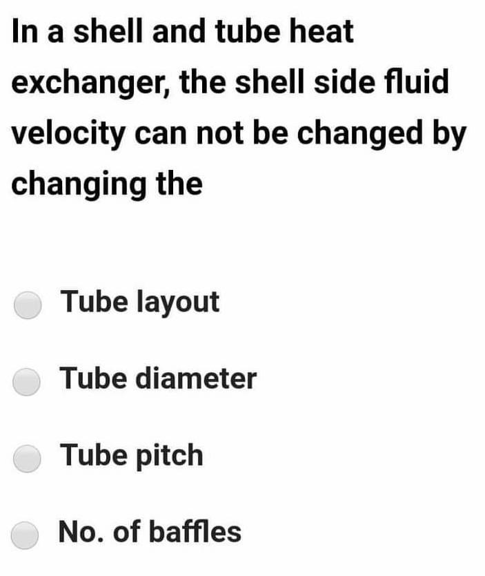 Solved In a shell and tube heat exchanger, the shell side | Chegg.com