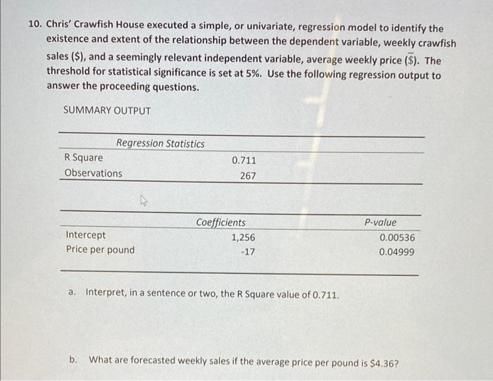 Solved 0. Chris' Crawfish House executed a simple, or | Chegg.com