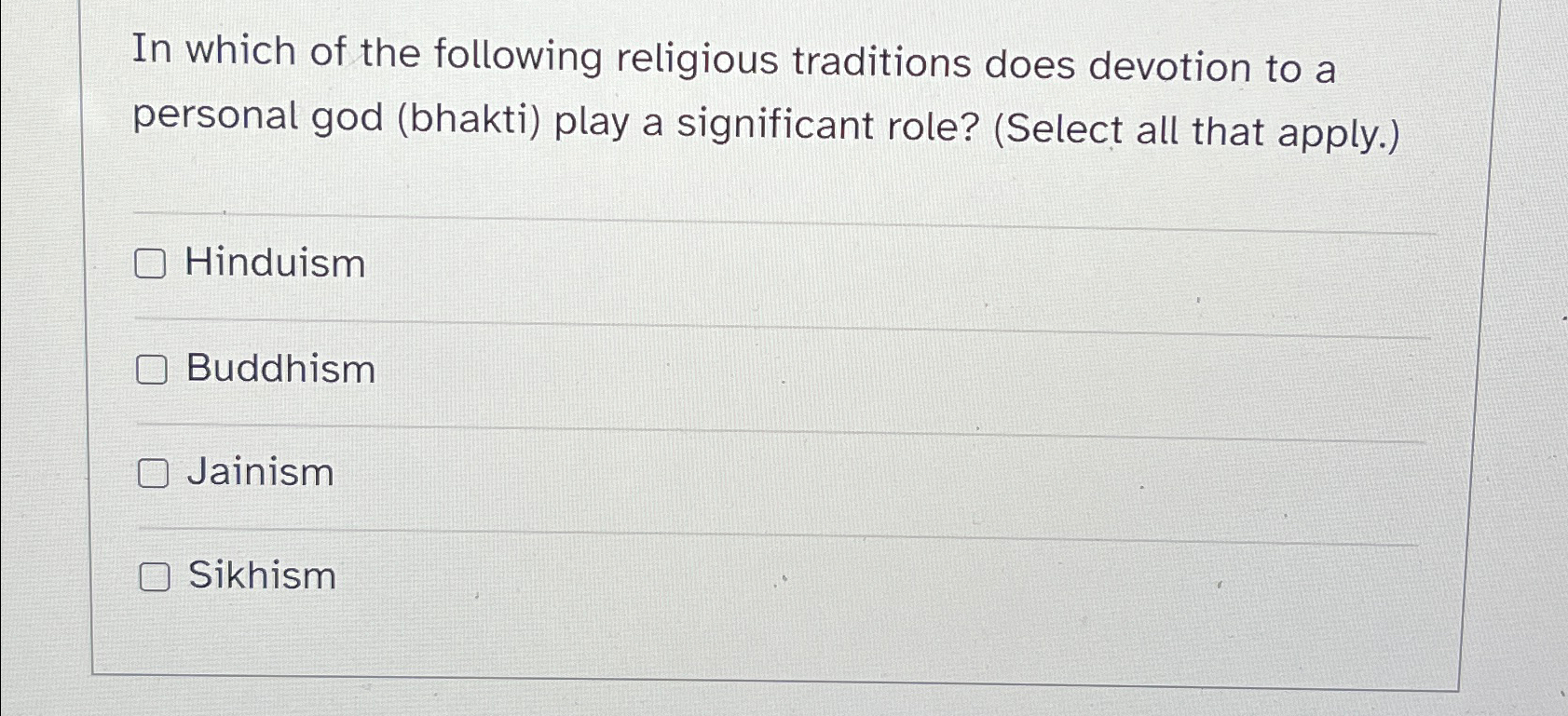 Solved In which of the following religious traditions does | Chegg.com