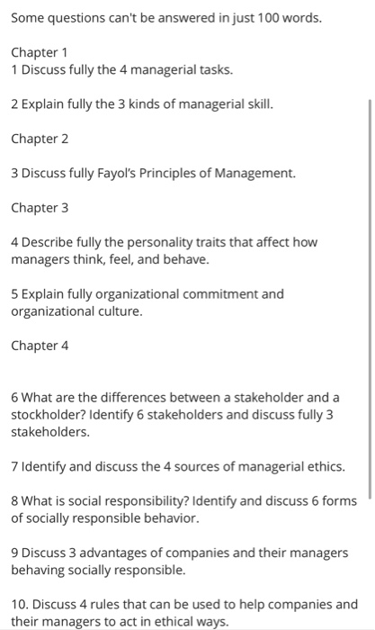 Solved Some questions can't be answered in just 100 words. | Chegg.com