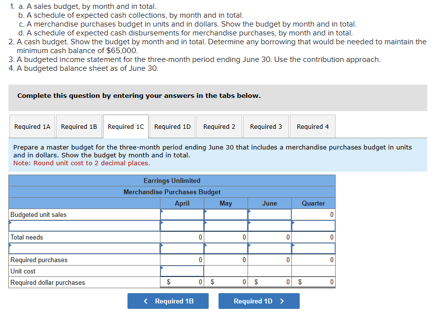 Solved Required:Prepare a master budget for the three-month | Chegg.com