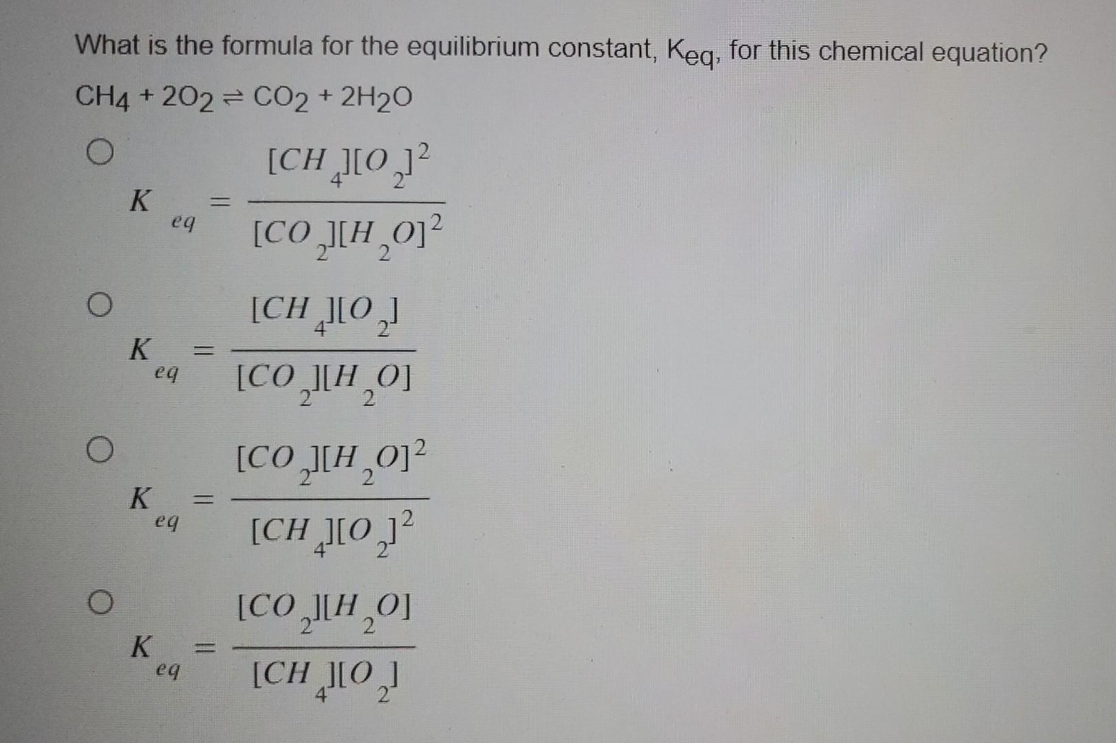 Solved What is the formula for the equilibrium constant, | Chegg.com