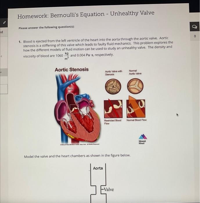 Solved Homework: Bernoulli's Equation - Unhealthy Valve | Chegg.com