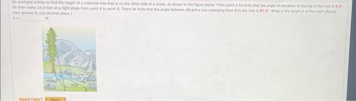 Solved Arches to find the height of a redwood tree that is | Chegg.com