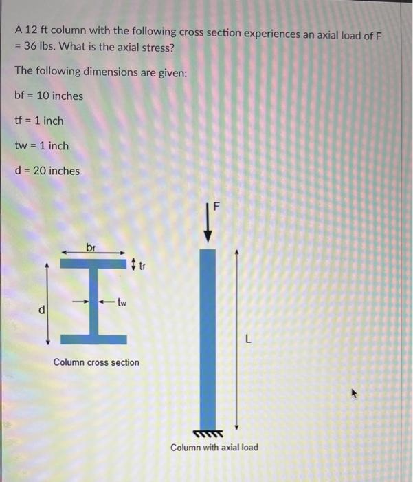 Solved A 12ft column with the following cross section | Chegg.com