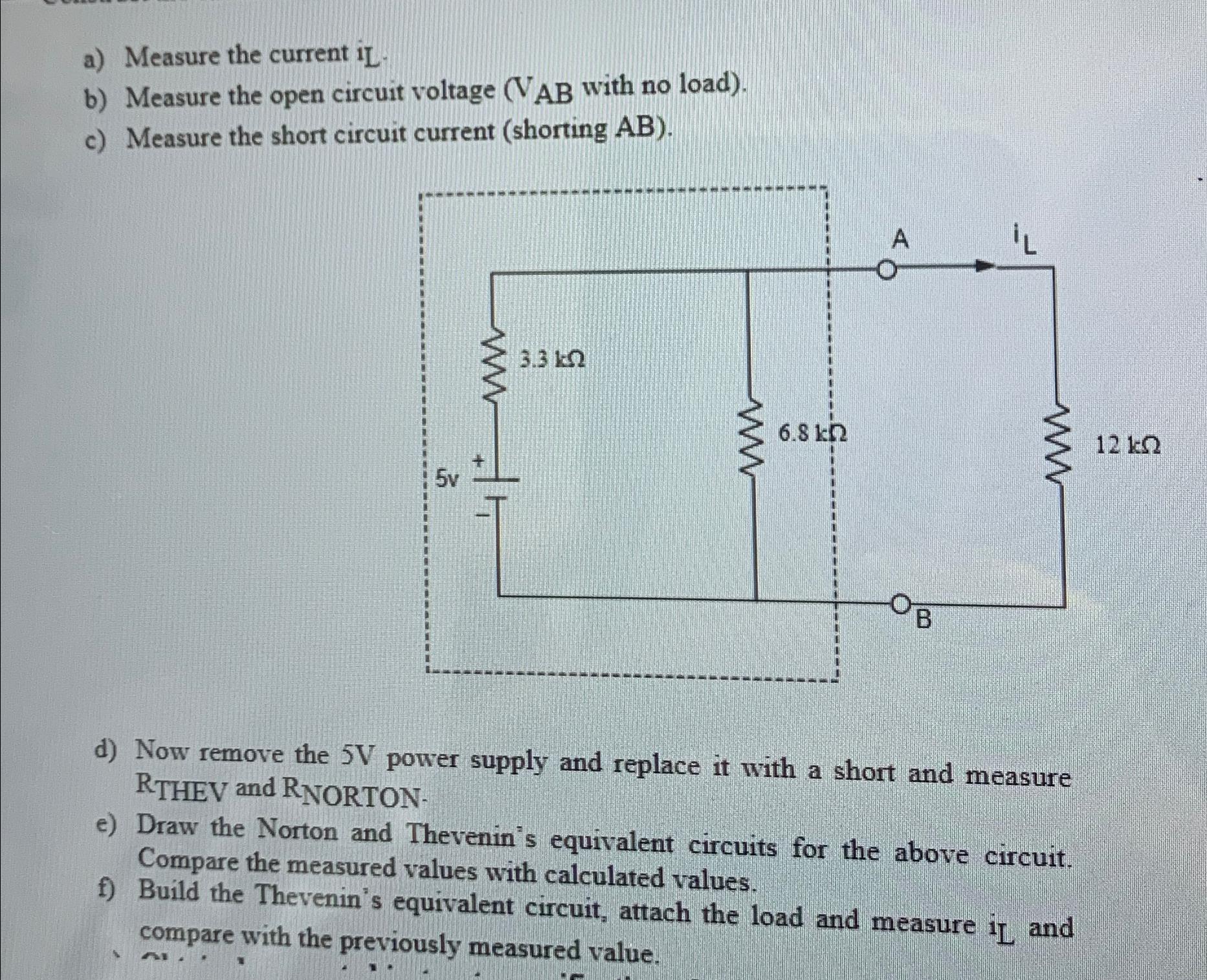Solved a) ﻿Measure the current iL.b) ﻿Measure the open | Chegg.com