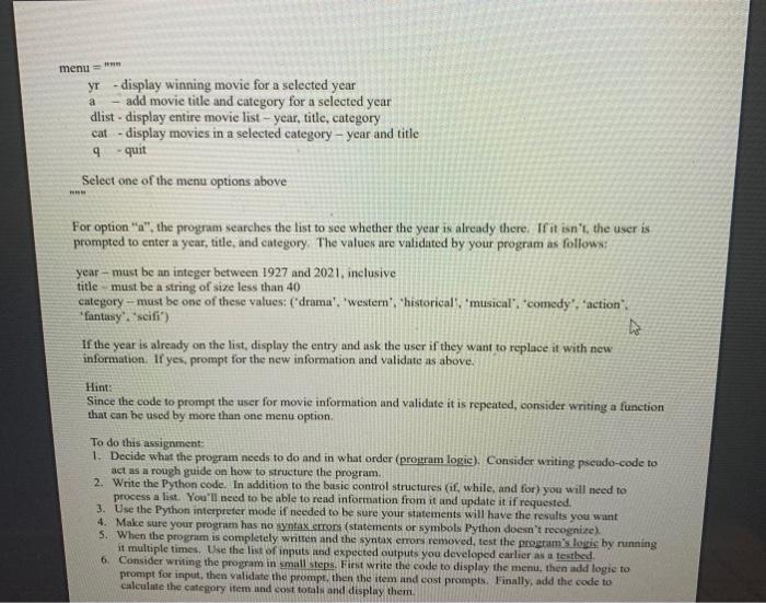 Solved I need a code in python please. basically i will | Chegg.com