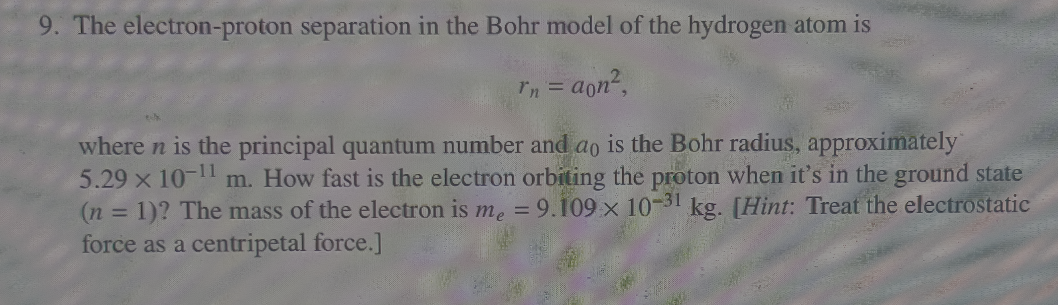 Solved The electron-proton separation in ﻿the Bohr model of | Chegg.com