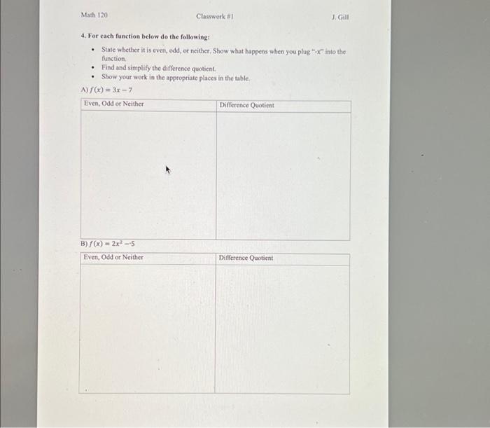 Solved Math 120 . 4. For each function below do the | Chegg.com