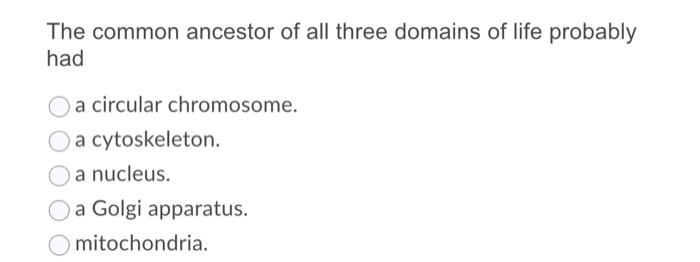 Solved The common ancestor of all three domains of life | Chegg.com