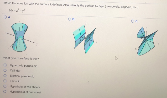 Solved Match the equation with the surface it defines. Also, | Chegg.com