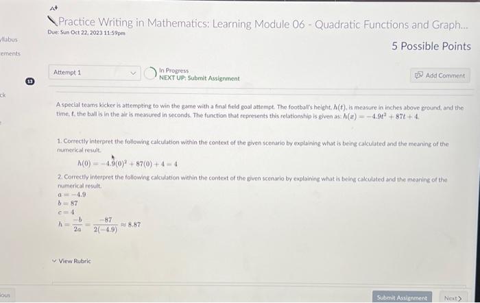 Solved Practice Writing in Mathematics: Learning Module 06 - | Chegg.com