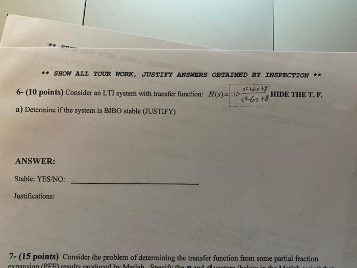 Solved ** SHOW ALL YOUR WORK, JUSTIFY ANSWERS OBTAINED BY | Chegg.com