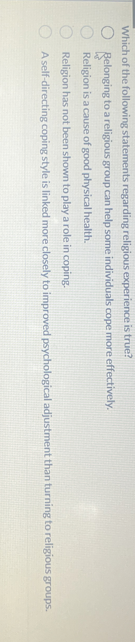 Solved Which of the following statements regarding religious | Chegg.com