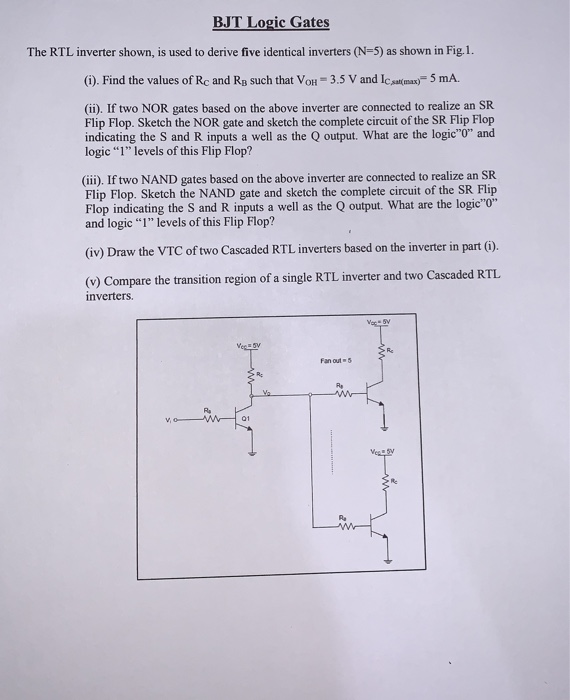 BJT Logic Gates The RTL inverter shown, is used to | Chegg.com