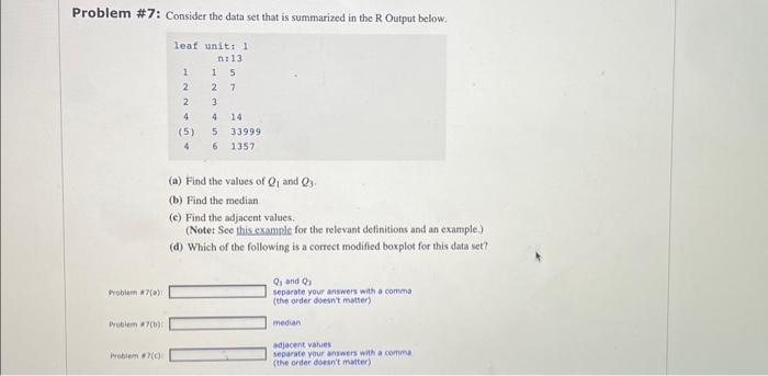 Solved Problem \#7: Consider the data set that is summarized | Chegg.com