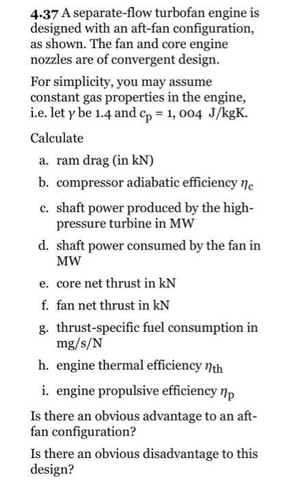 Solved 4.37 A separate-flow turbofan engine is designed with | Chegg.com