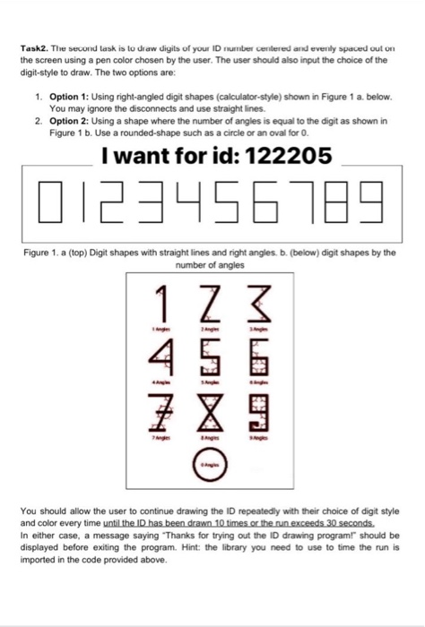 Task2. The second lask is to draw digils of your ID | Chegg.com