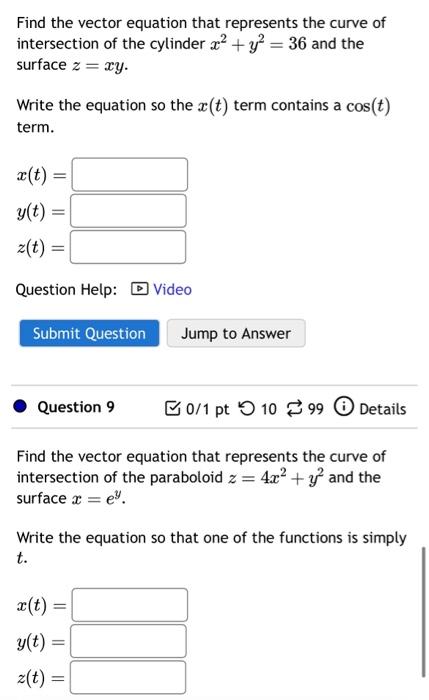 Solved Find the vector equation that represents the curve of | Chegg.com
