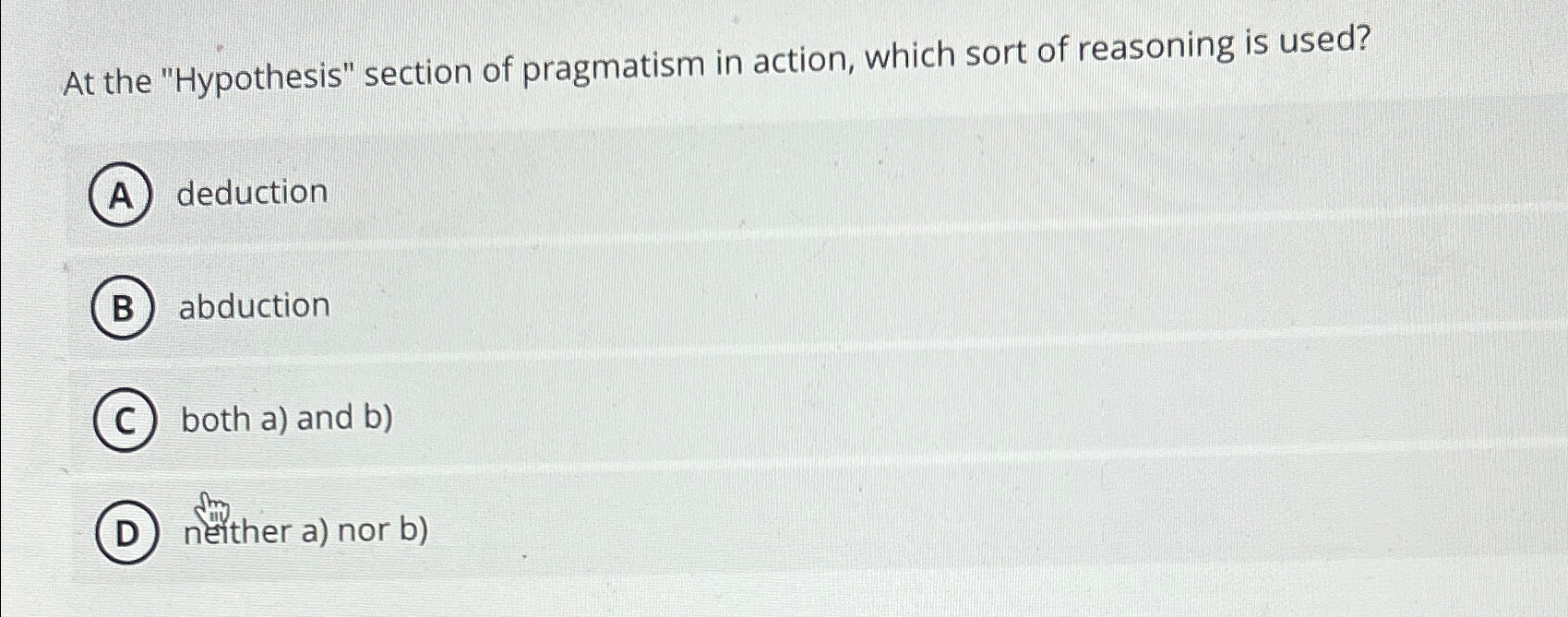 Solved At the "Hypothesis" section of pragmatism in action, | Chegg.com