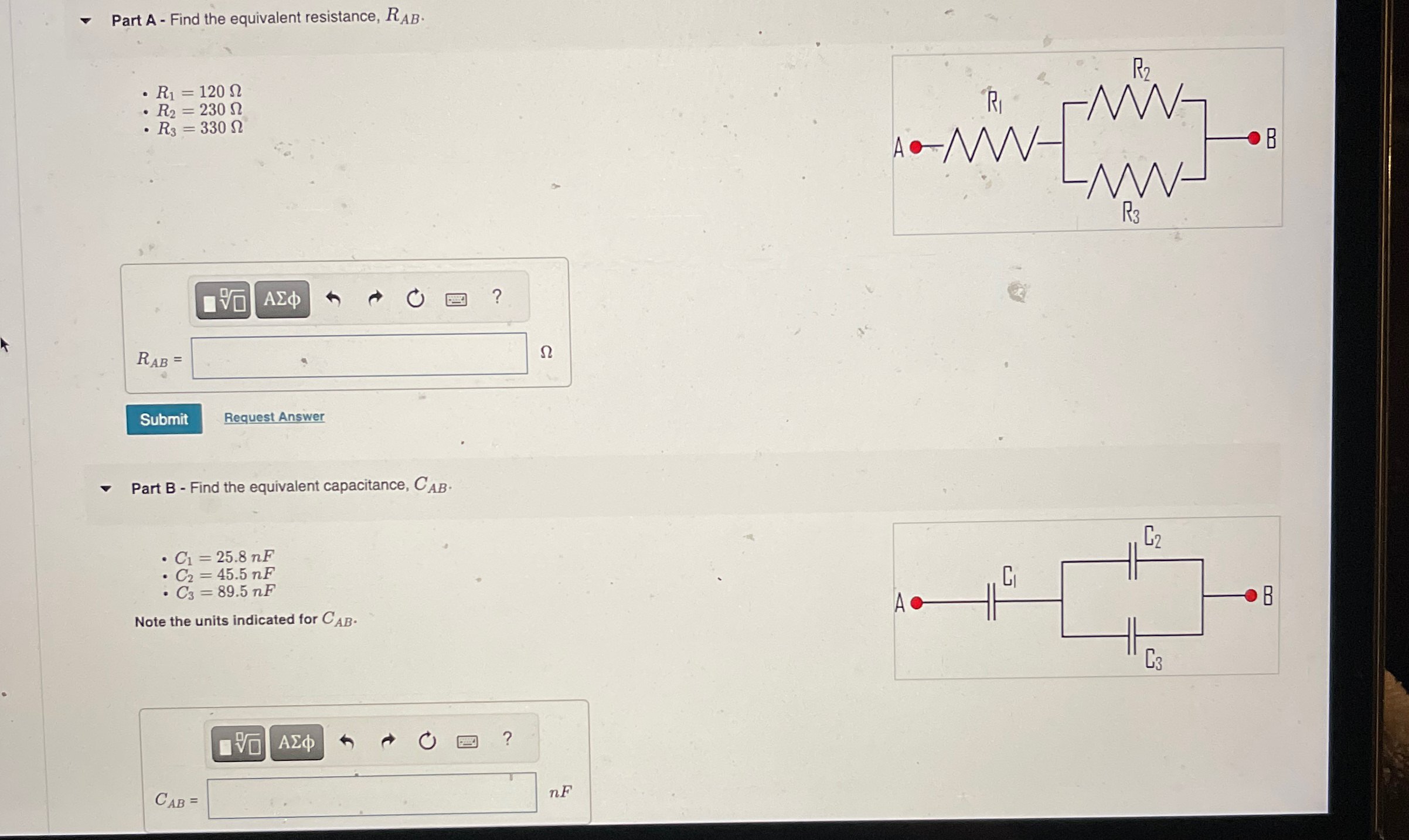 Part A - ﻿Find the equivalent resistance, | Chegg.com