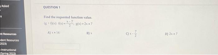 Solved Find the requested function value. | Chegg.com