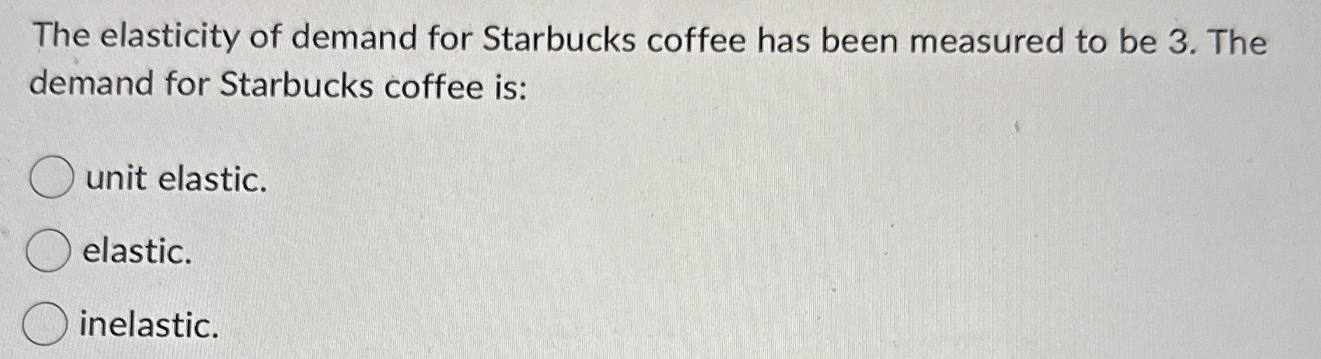 Solved The elasticity of demand for Starbucks coffee has | Chegg.com