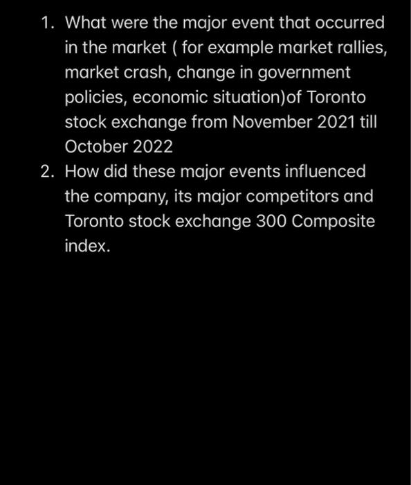 Solved 1. What were the major event that occurred in the | Chegg.com