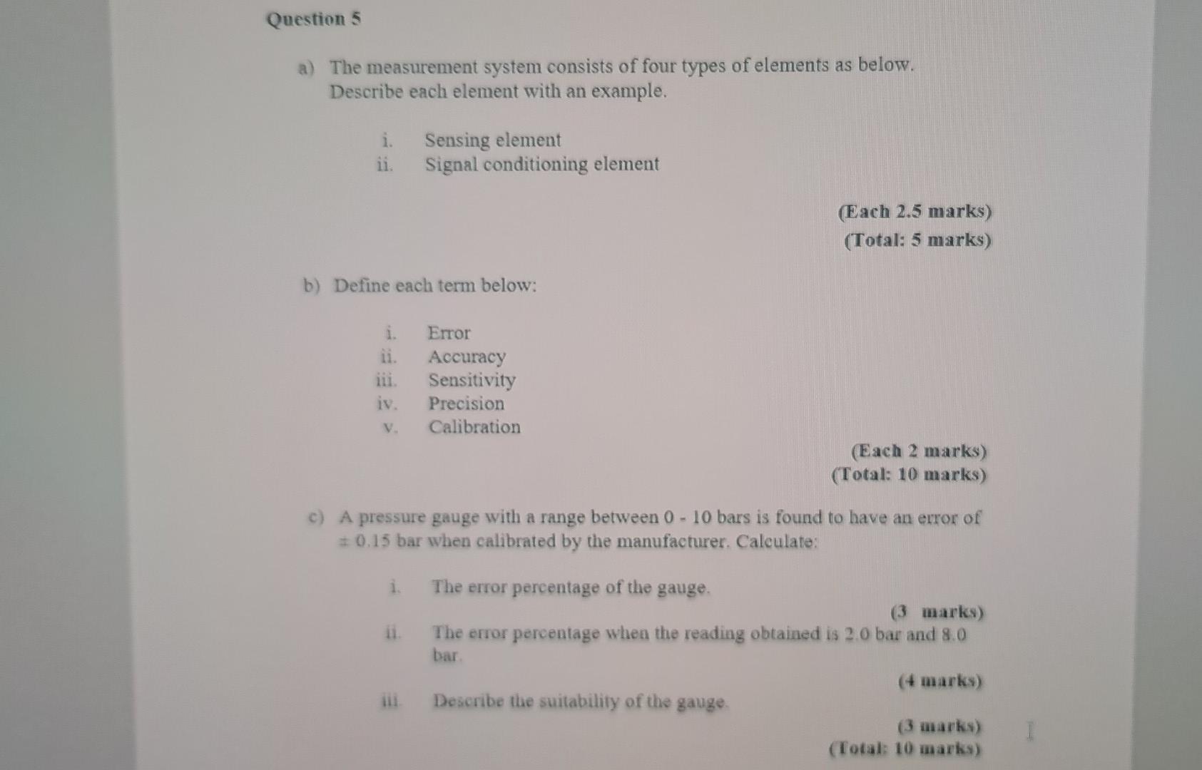 Solved Question 5 a) The measurement system consists of four | Chegg.com