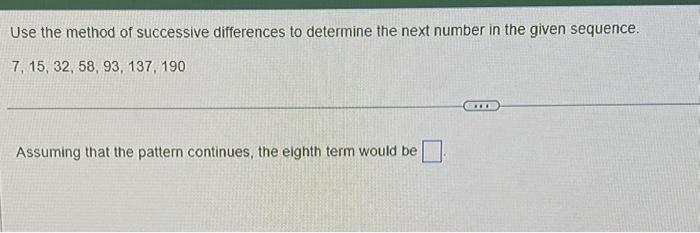 Solved Use the method of successive differences to determine | Chegg.com
