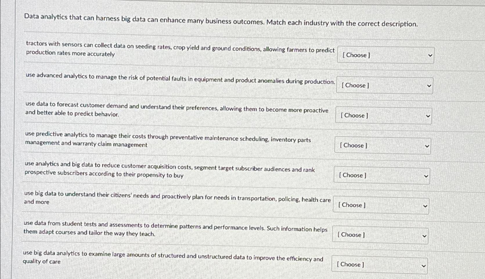 Solved Data analytics that can harness big data can enhance | Chegg.com