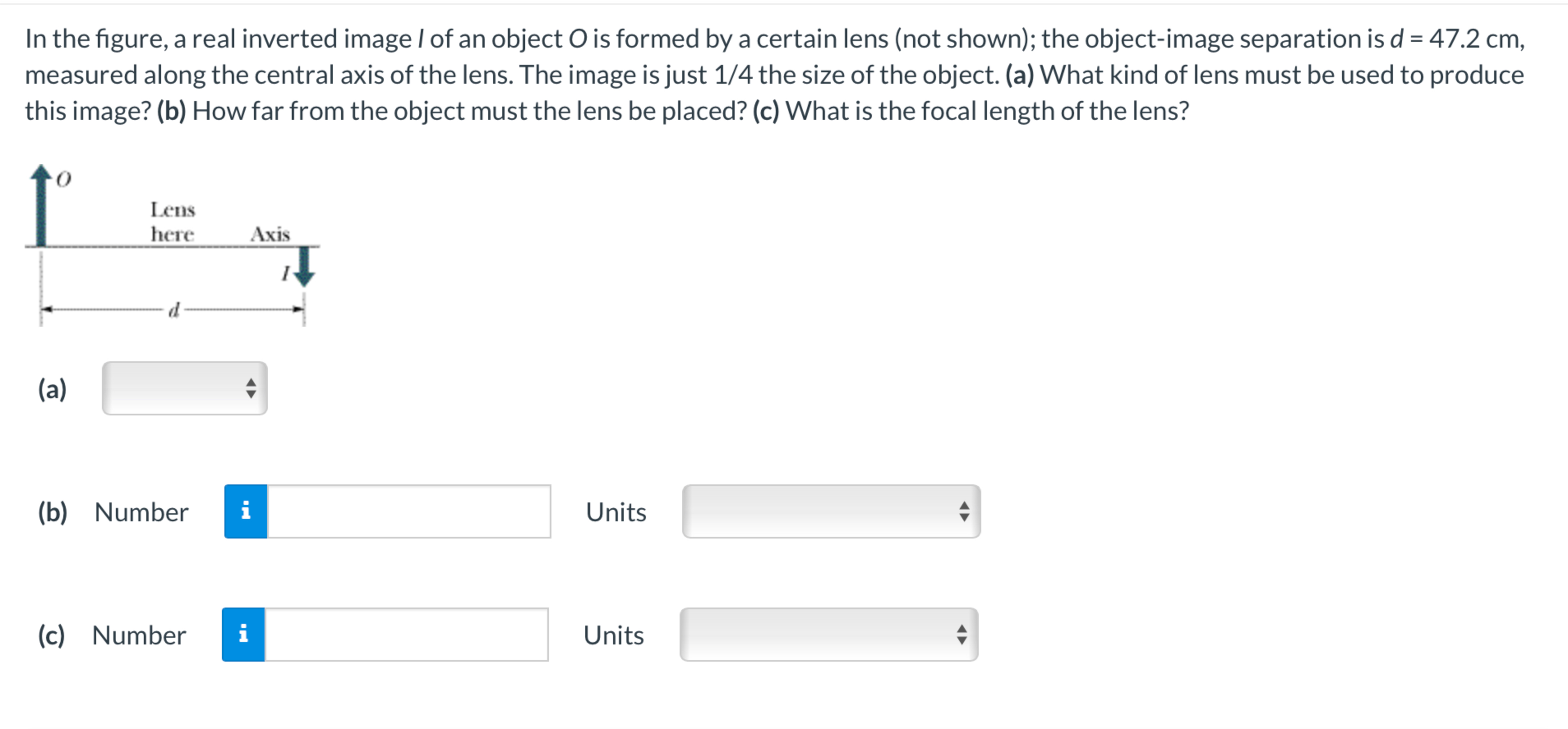 Solved In the figure, a real inverted image I of an object O | Chegg.com