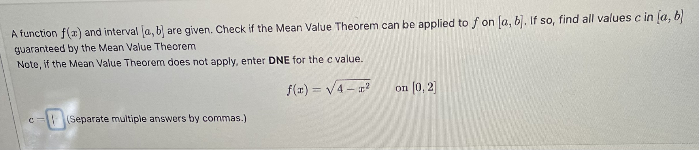 Solved A function f(x) ﻿and interval a,b ﻿are given. Check | Chegg.com